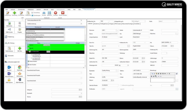 Erstbemusterung – Quality Miners | CAQ System