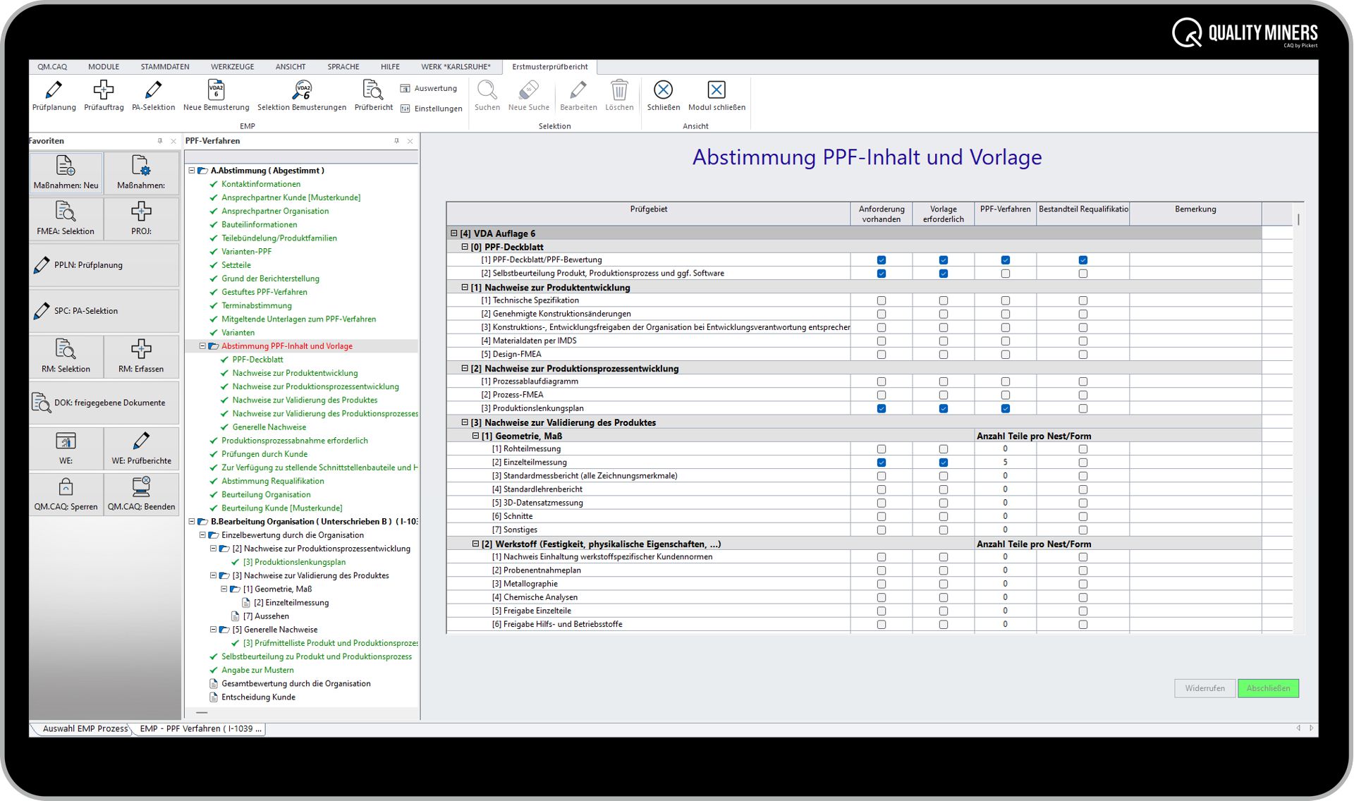 Erstbemusterung – Quality Miners | CAQ System